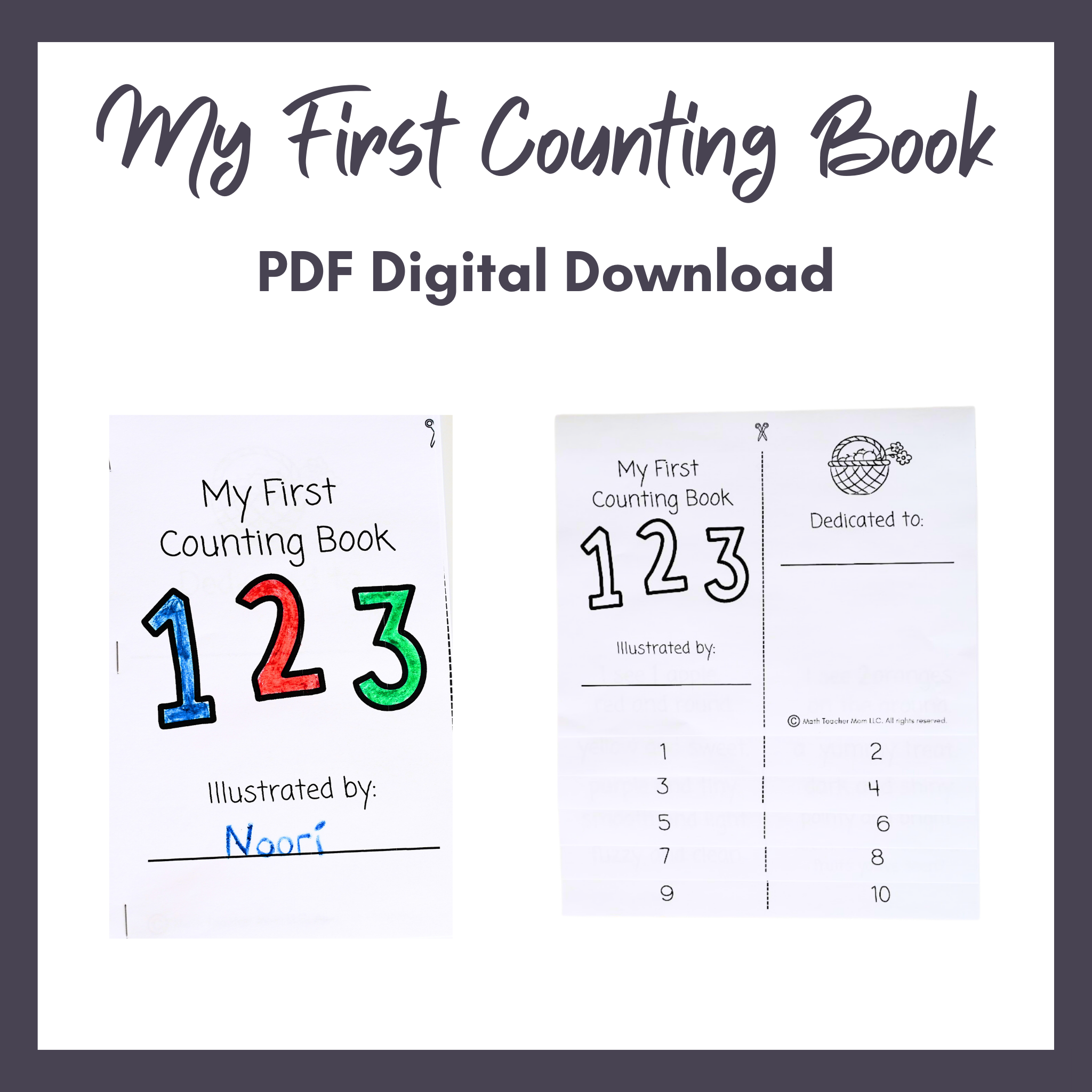 PDF Digital Download: My First Counting Book – Math Teacher Mom